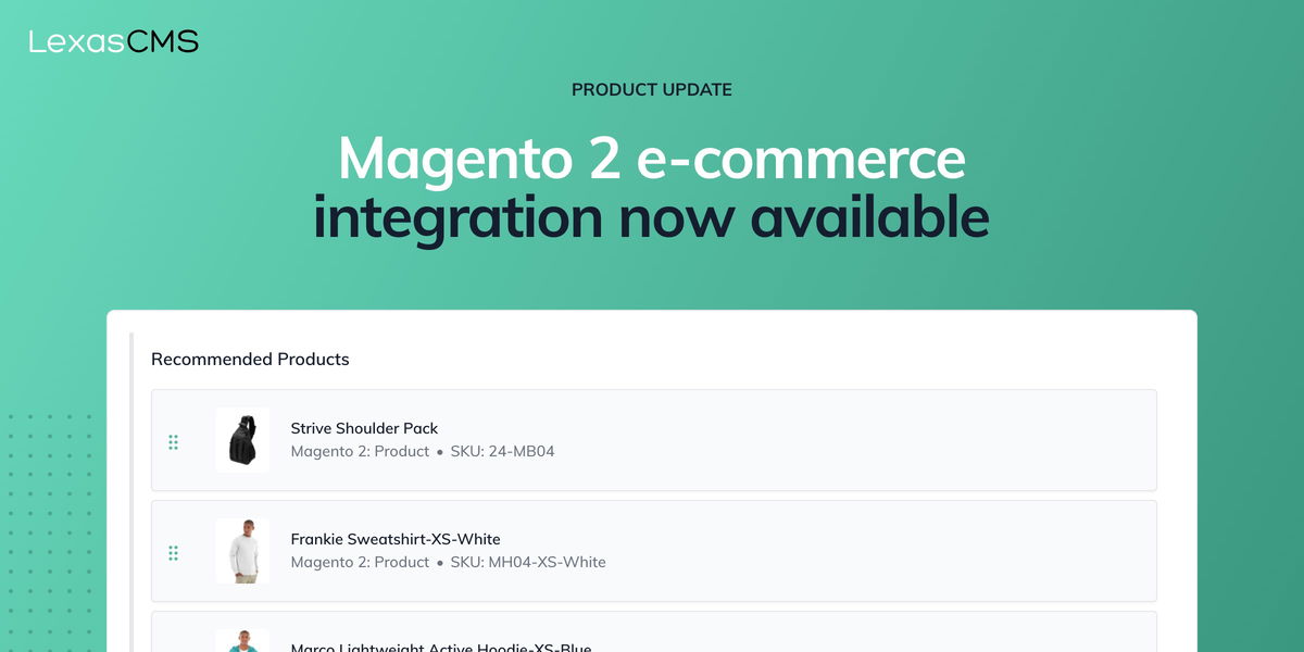Magento 2 e-commerce integration now available - Blog | LexasCMS